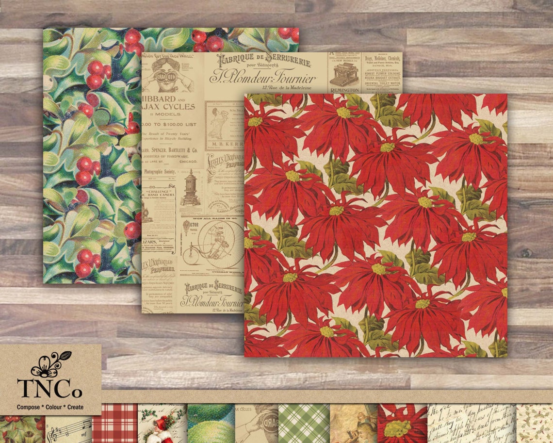 Vintage Style Christmas Paper Christmas Paper Download 12 X - Etsy