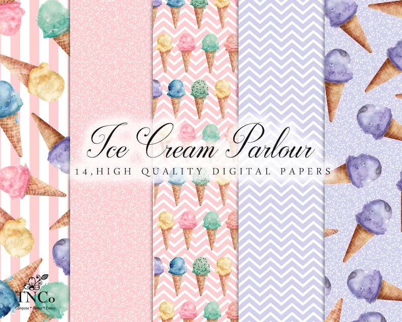 Ice Cream Digital Paper Digital Download Summer Paper - Etsy