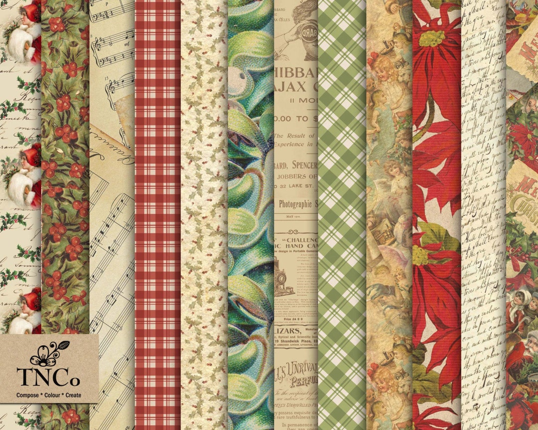 Vintage Style Christmas Paper, Christmas Paper Download, 12 X 12 Paper ...