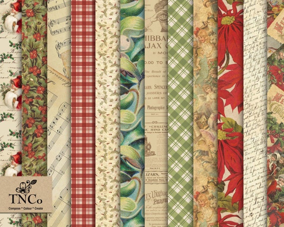 Vintage Style Christmas Paper Christmas Paper Download 12 X - Etsy