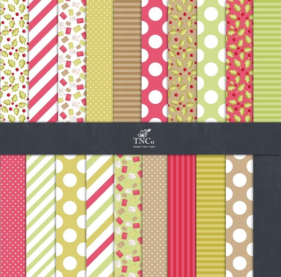 Christmas Digital Papers Red Polka Dot Papers Contemporary | Etsy