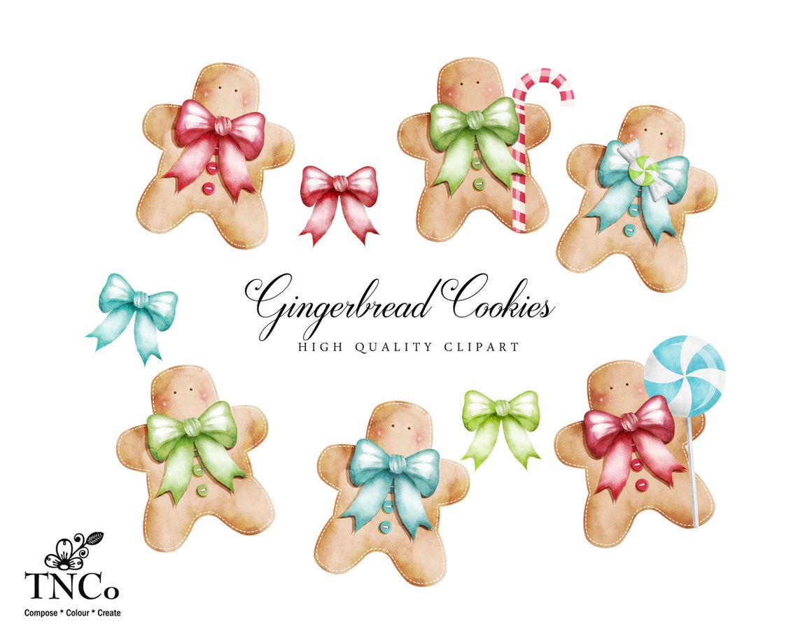Gingerbread Men Clip Art Festive Decor Holiday Decorations - Etsy