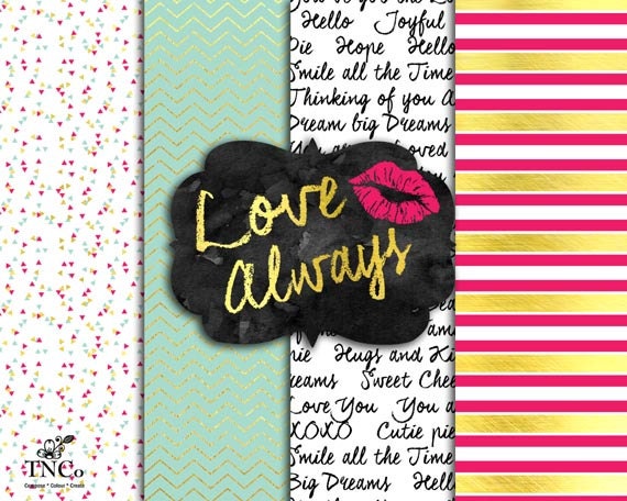 Love Print Digital Paper Digital Scrapbook Paper Word - Etsy