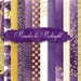 Purple Digital Paper, Purple and Gold Scrapbook Paper, Commercial Use ...