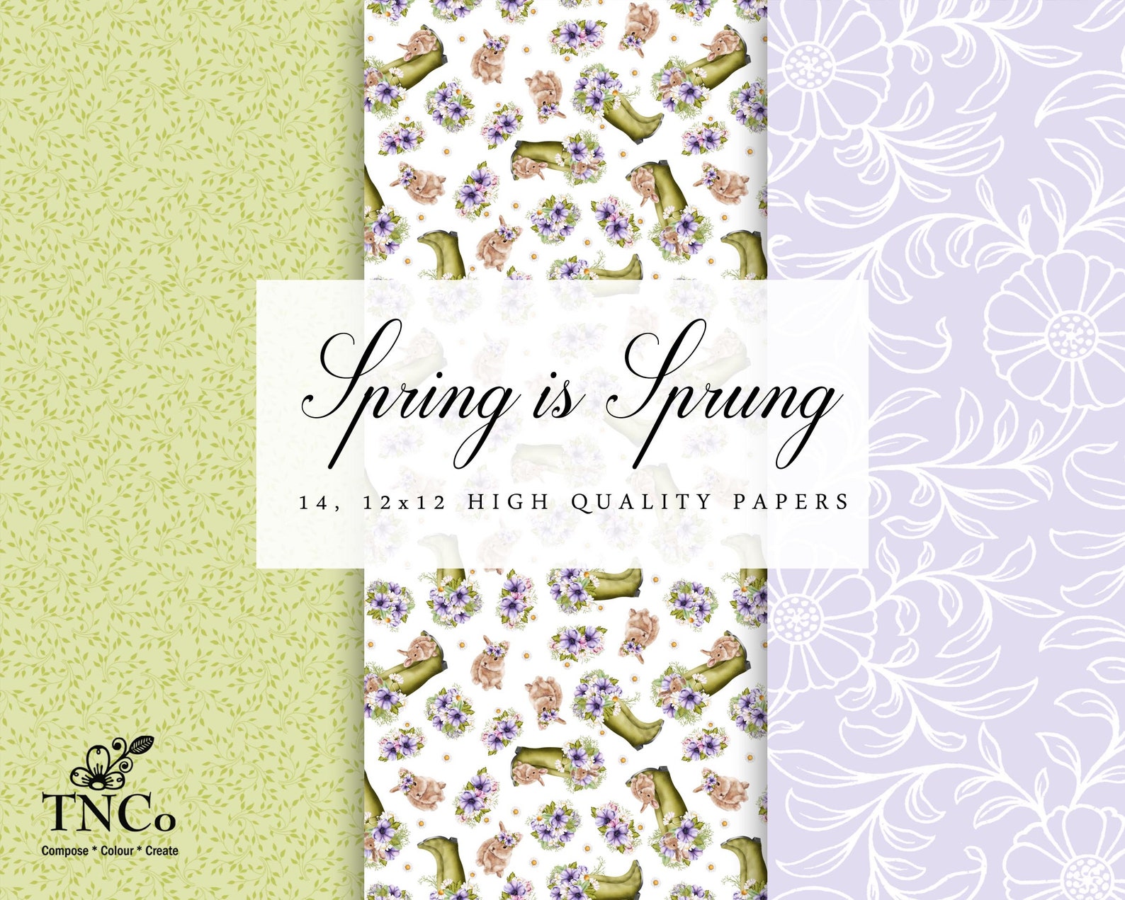 Spring Patterned Digital Papers Plaid Digital Papers Rabbit Digital ...