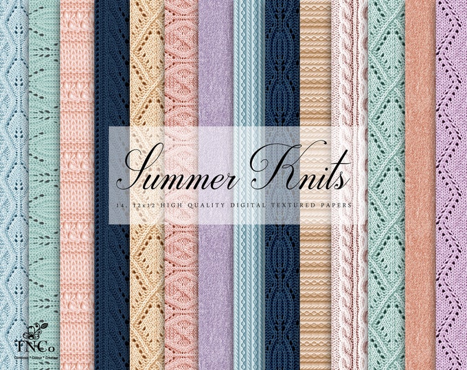 Knit Pattern Papers Summer Knits Pastel Digital Paper - Etsy