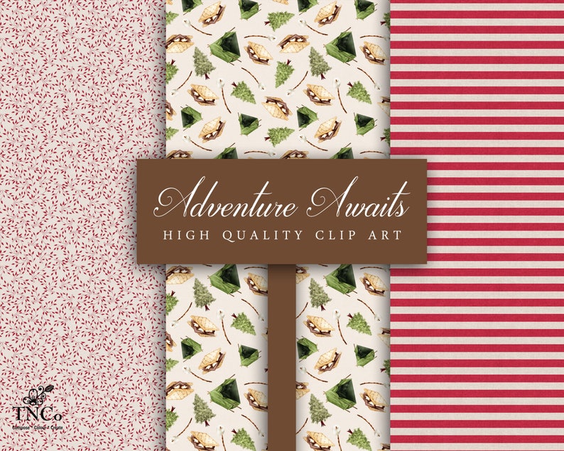 Camping Digital Papers Camping out Background Woodland | Etsy