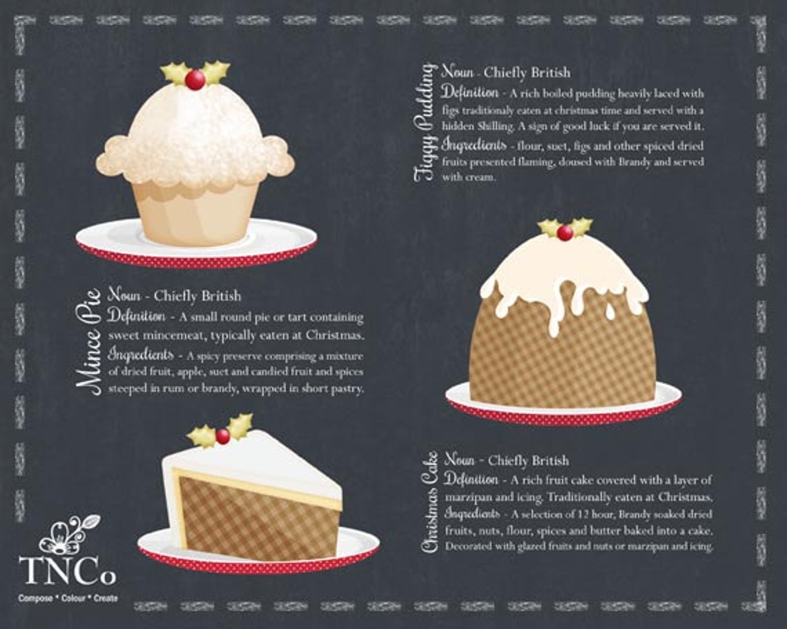 Christmas Dessert Clipart, Word Art Instant Download, Christmas Cake ...
