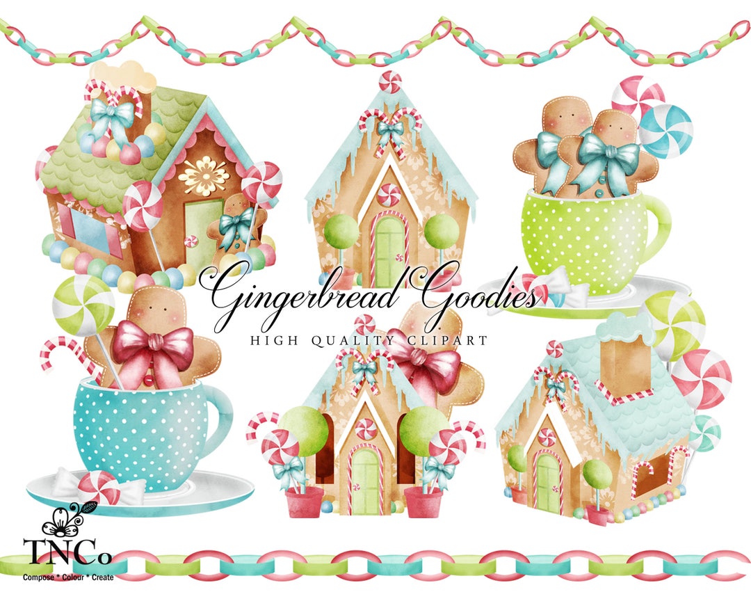 Gingerbread House Clip Art - Gingerbread Art - Watercolor Digital Clip ...