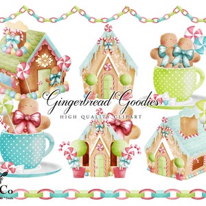 Gingerbread House Clip Art - Gingerbread Art - Watercolor Digital Clip ...