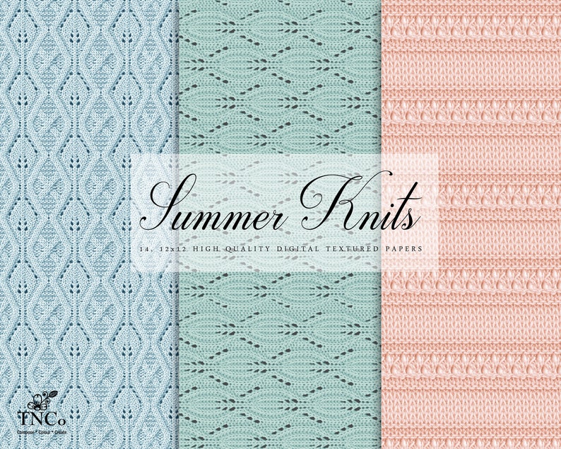 Knit pattern papers Summer knits Pastel digital paper | Etsy