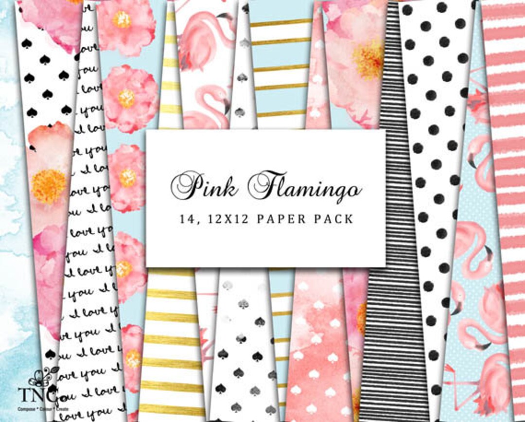 Flamingo Paper - Digital Scrapbooking Paper - Polka Dot Digital Paper ...