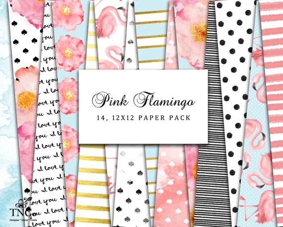 Flamingo paper Digital Scrapbooking paper Polka dot | Etsy