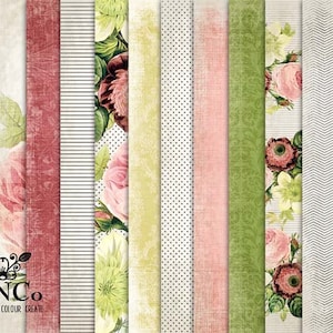 Floral Patterned Digital Paper Pack, Roses Printable Scrapbooking Paper ...