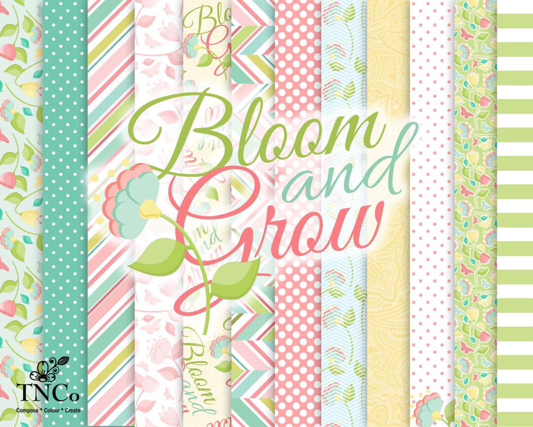 Floral Digital Paper Pack, Printable Flower Papers, Instant Download ...