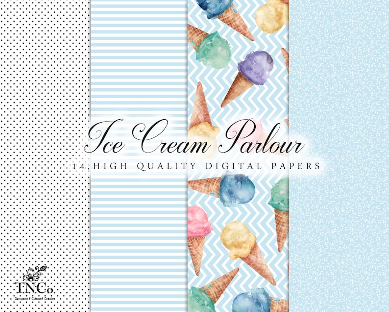 Ice Cream Digital Paper Digital Download Summer Paper - Etsy