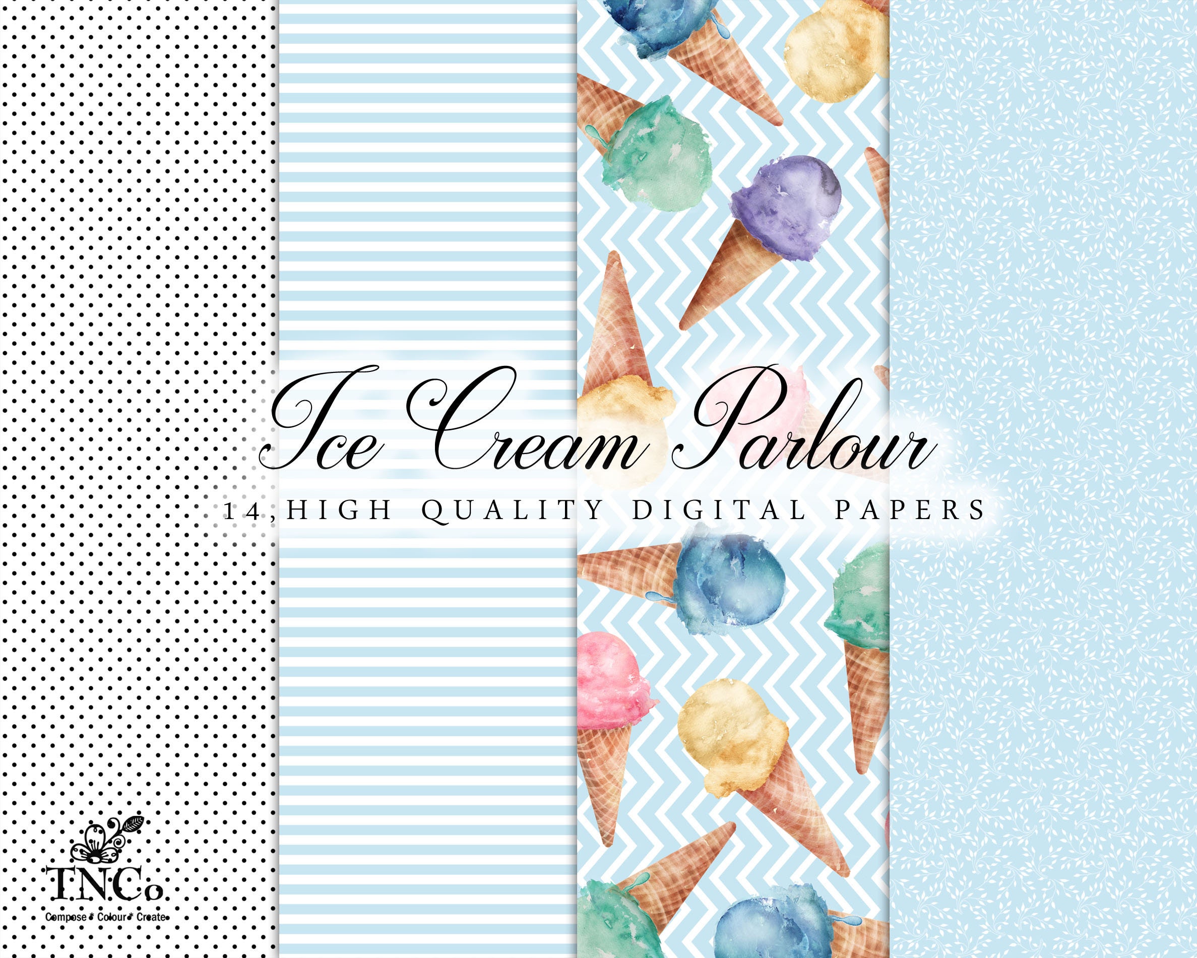 Ice cream digital paper Digital download Summer paper | Etsy