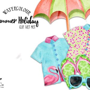 Beach Clipart Watercolor Beach Clip Art Vacation Clipart Flip Flop Clip ...