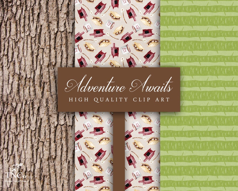 Camping Digital Papers Camping out Background Woodland | Etsy