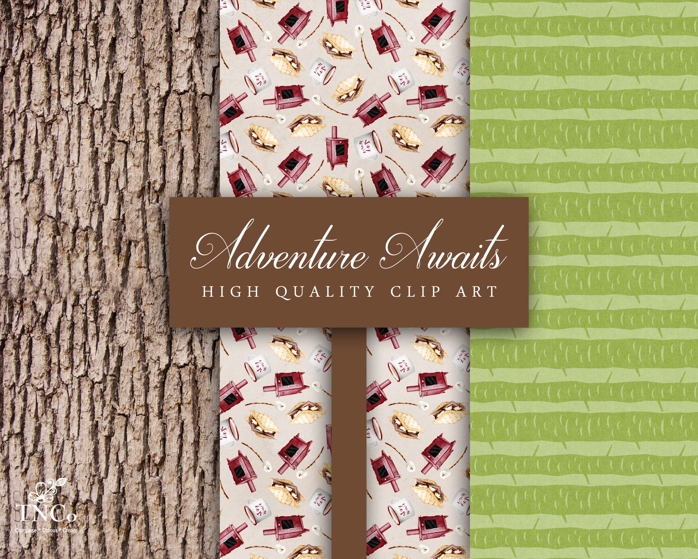 Camping Digital Papers Camping out Background Woodland | Etsy