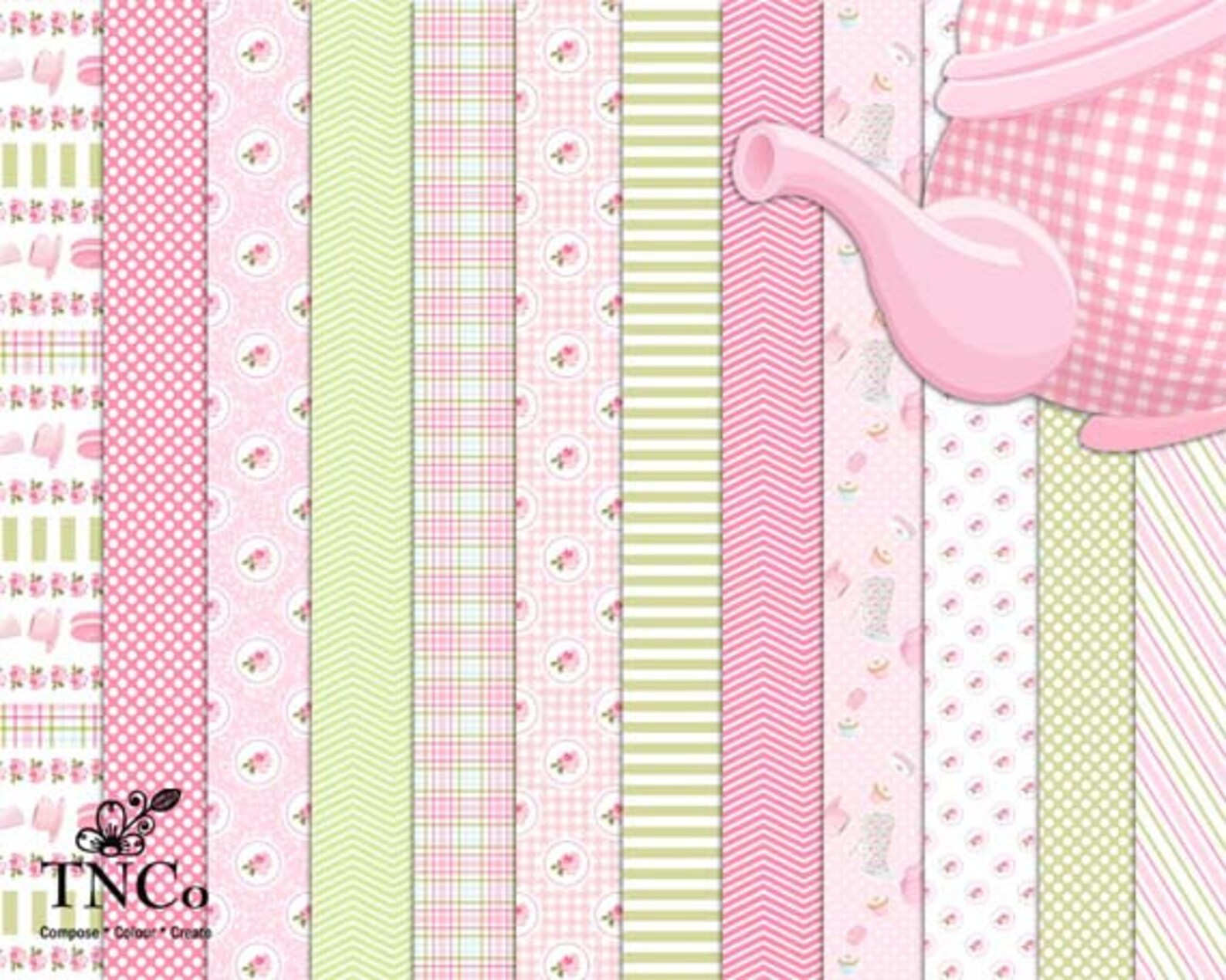 Rose Digital Paper Green Gingham Pattern Digital Paper - Etsy UK