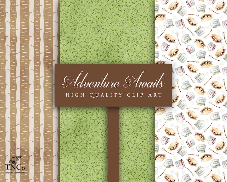 Camping Digital Papers Camping out Background Woodland | Etsy