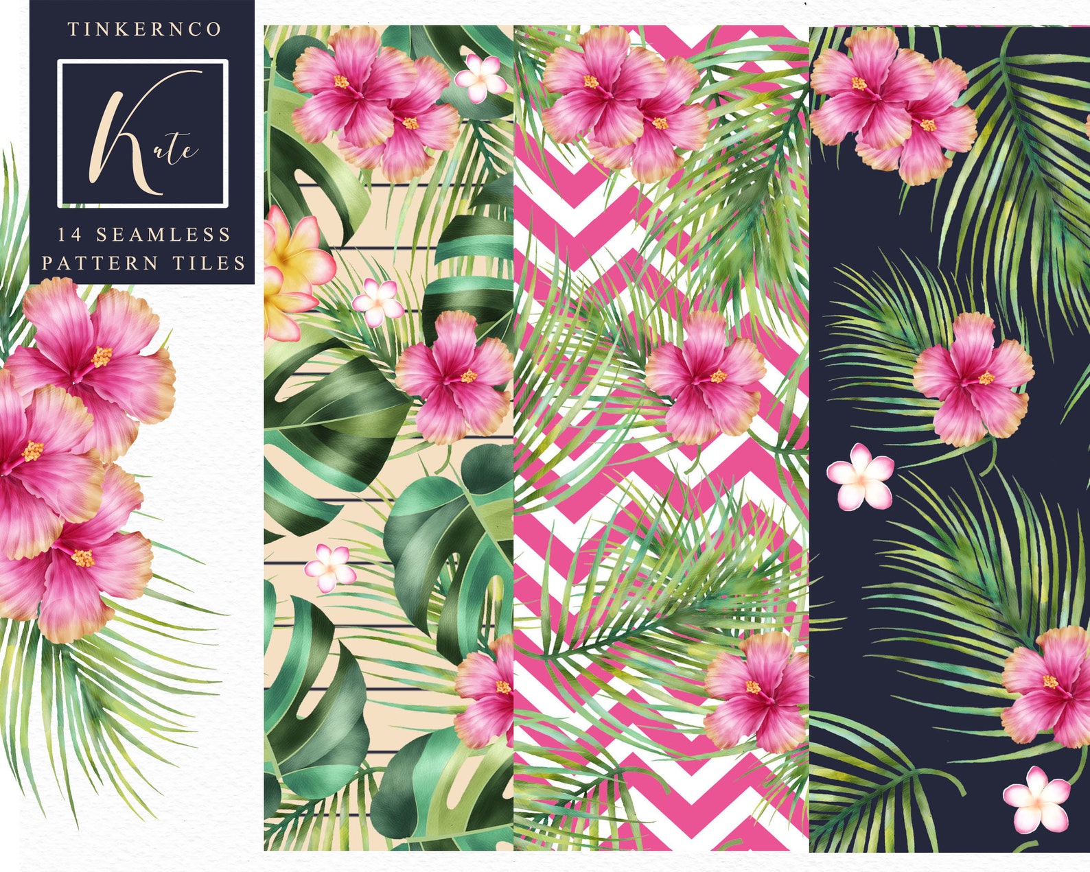 Tropical Print Digital Paper Stripe Paper Exotic Patterned - Etsy