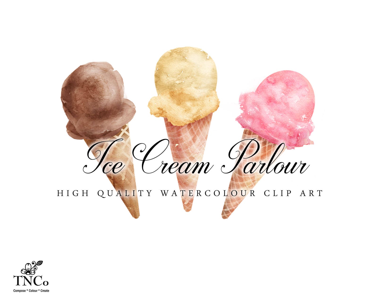 Summer Clip Art Watercolour Ice Cream Ice Cream Clip Art - Etsy UK