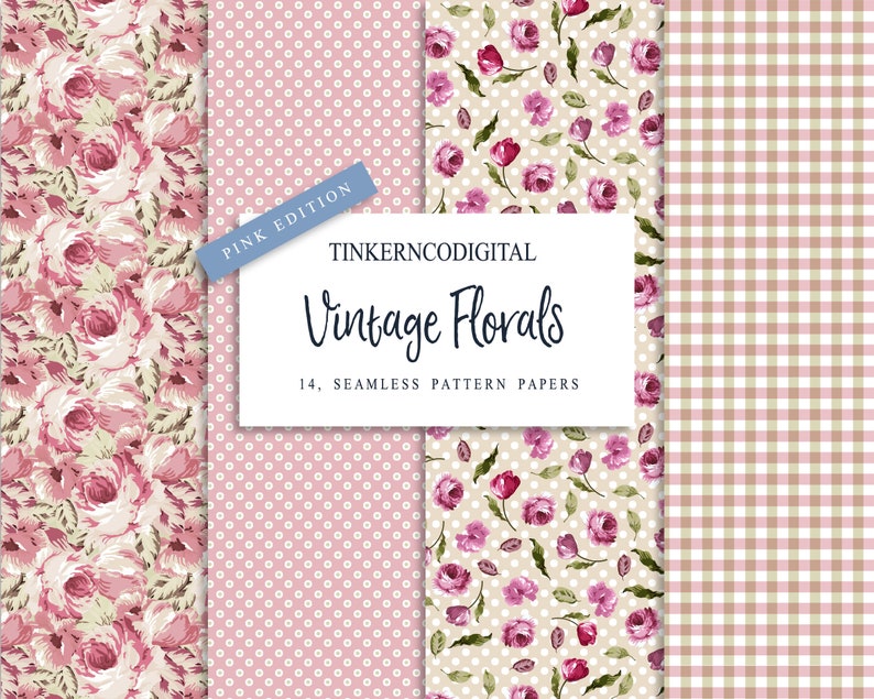 Pink Rose Seamless Digital Paper Vintage Digital Scrapbook - Etsy