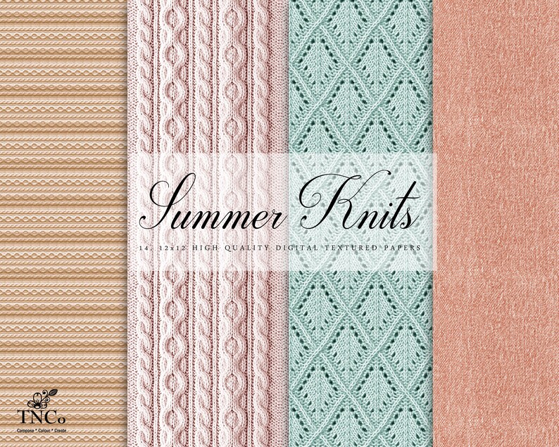 Knit pattern papers Summer knits Pastel digital paper | Etsy