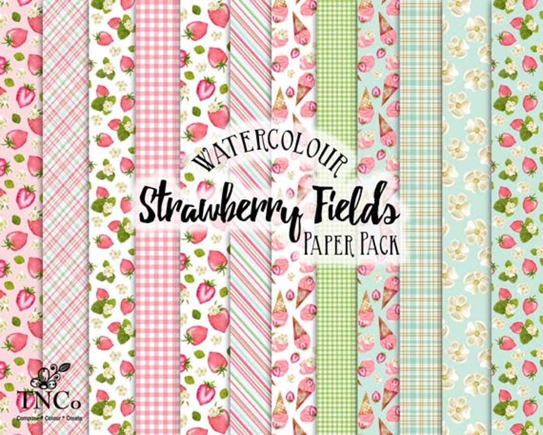 Strawberry Printable Papers - Fruit Patterned Paper - Watercolour ...