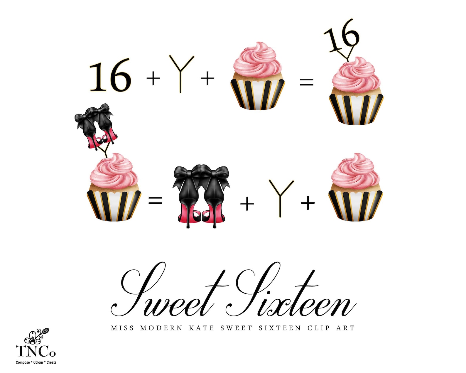 Sweet 16 Clipart - Sweet 16 Printables - Sweet 16 Invitation Graphics ...