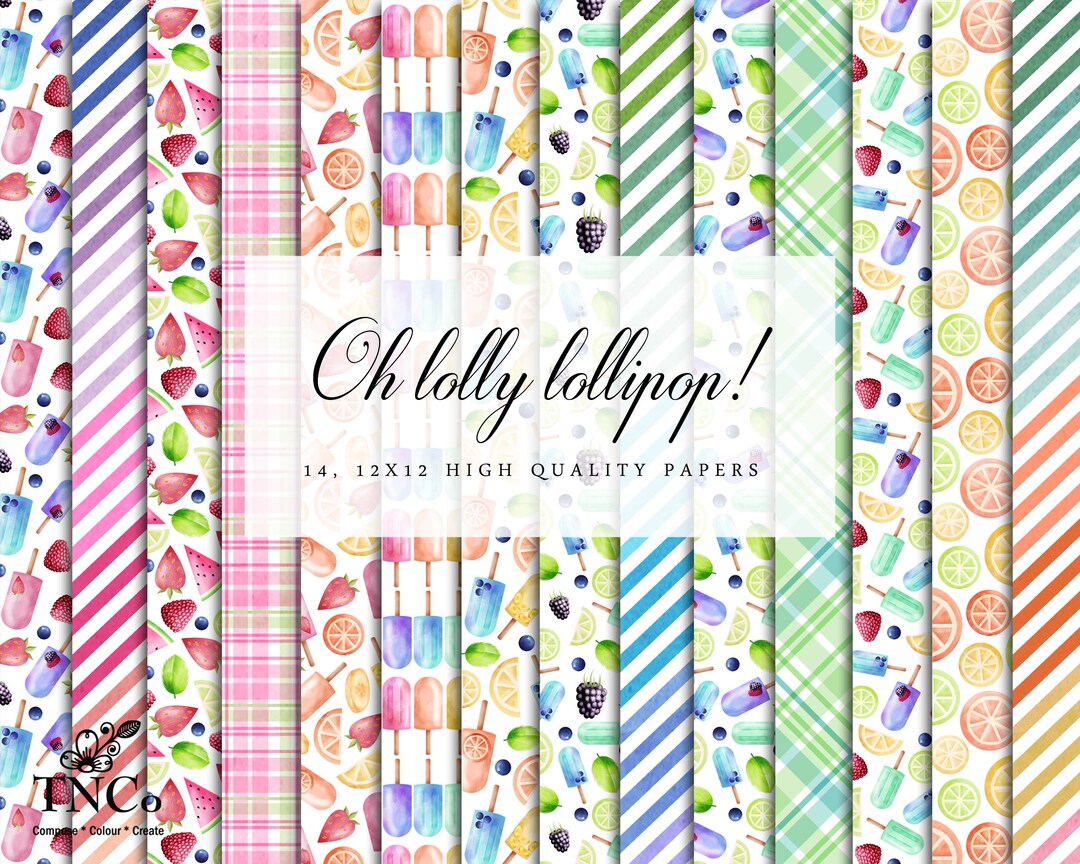 Lollipop Patterned Paper - Background Paper - Printable Art - Scrapbook ...