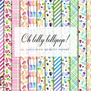 Lollipop Patterned Paper - Background Paper - Printable Art - Scrapbook ...