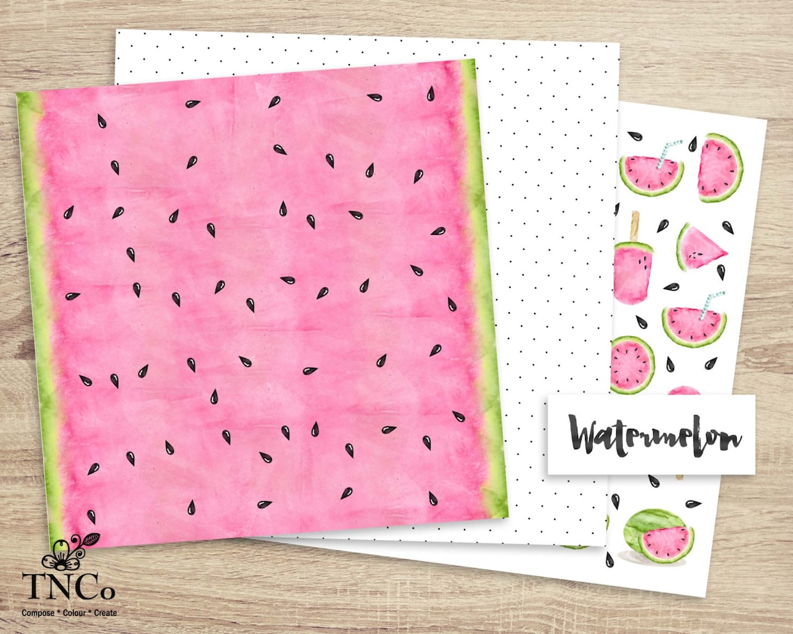 Watermelon Clipart Watermelon Paper Watermelon Illustration - Etsy
