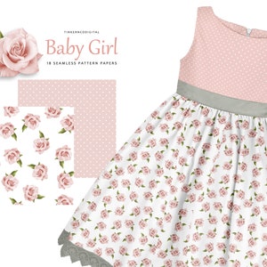 Rose Pattern Digital Paper - Gingham Paper - Digital Download ...