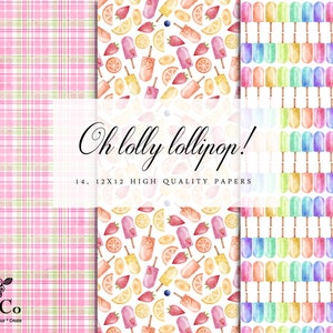 Lollipop Patterned Paper - Background Paper - Printable Art - Scrapbook ...