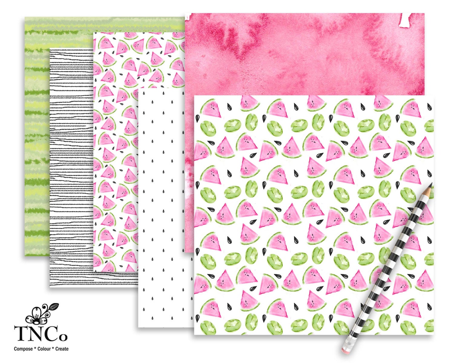 Watermelon Paper, Watercolour Watermelon, Watermelon Illustration, Pink ...