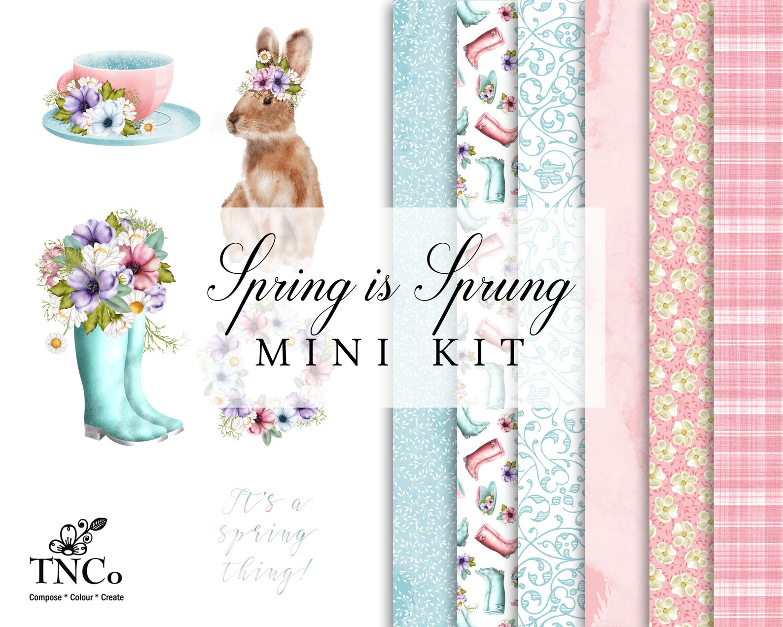 Easter Digital Kit Spring Clip Art Nursery Illustration - Etsy
