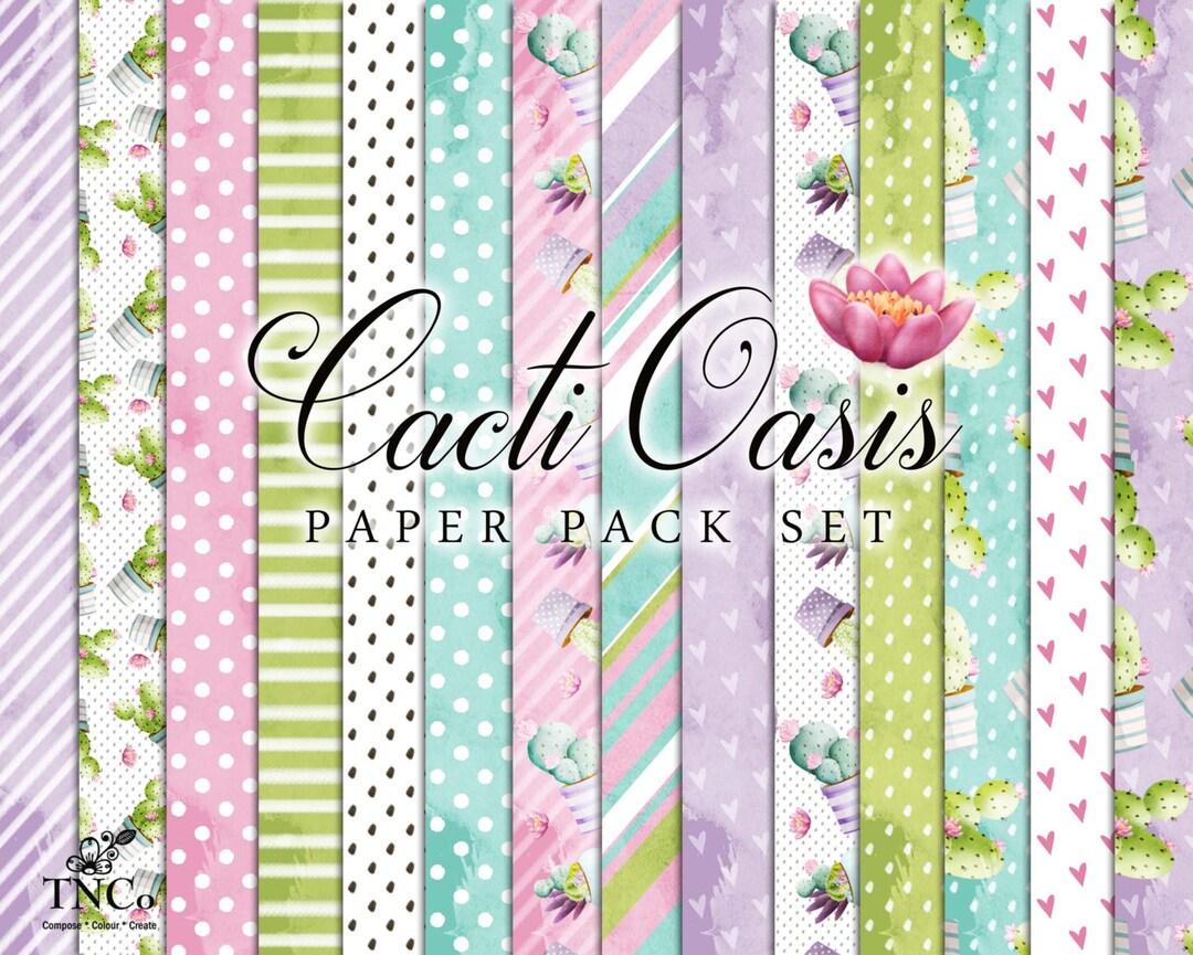 Succulent Digital Paper - Cactus Digital Paper - Watercolor Digital ...