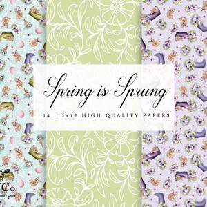 Spring Patterned Digital Papers - Plaid Digital Papers - Rabbit Digital ...