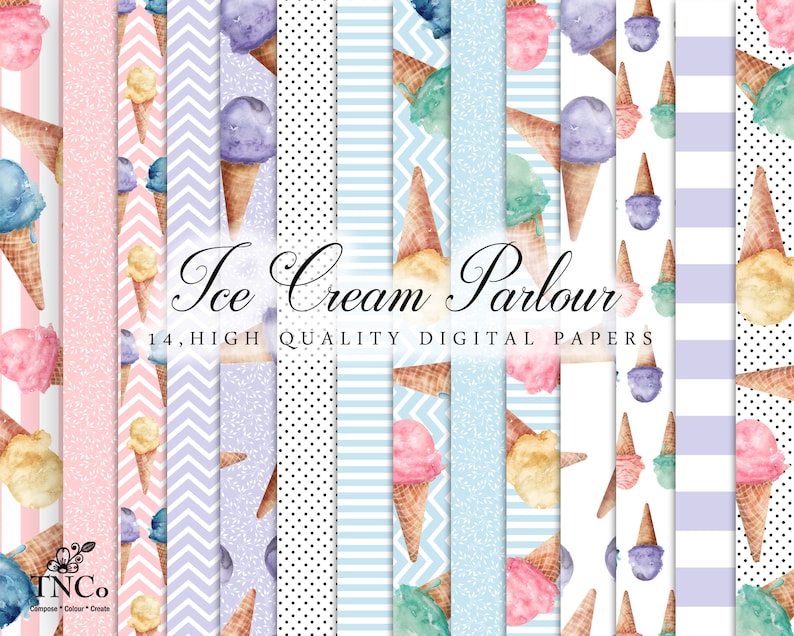 Ice Cream Digital Paper Digital Download Summer Paper - Etsy