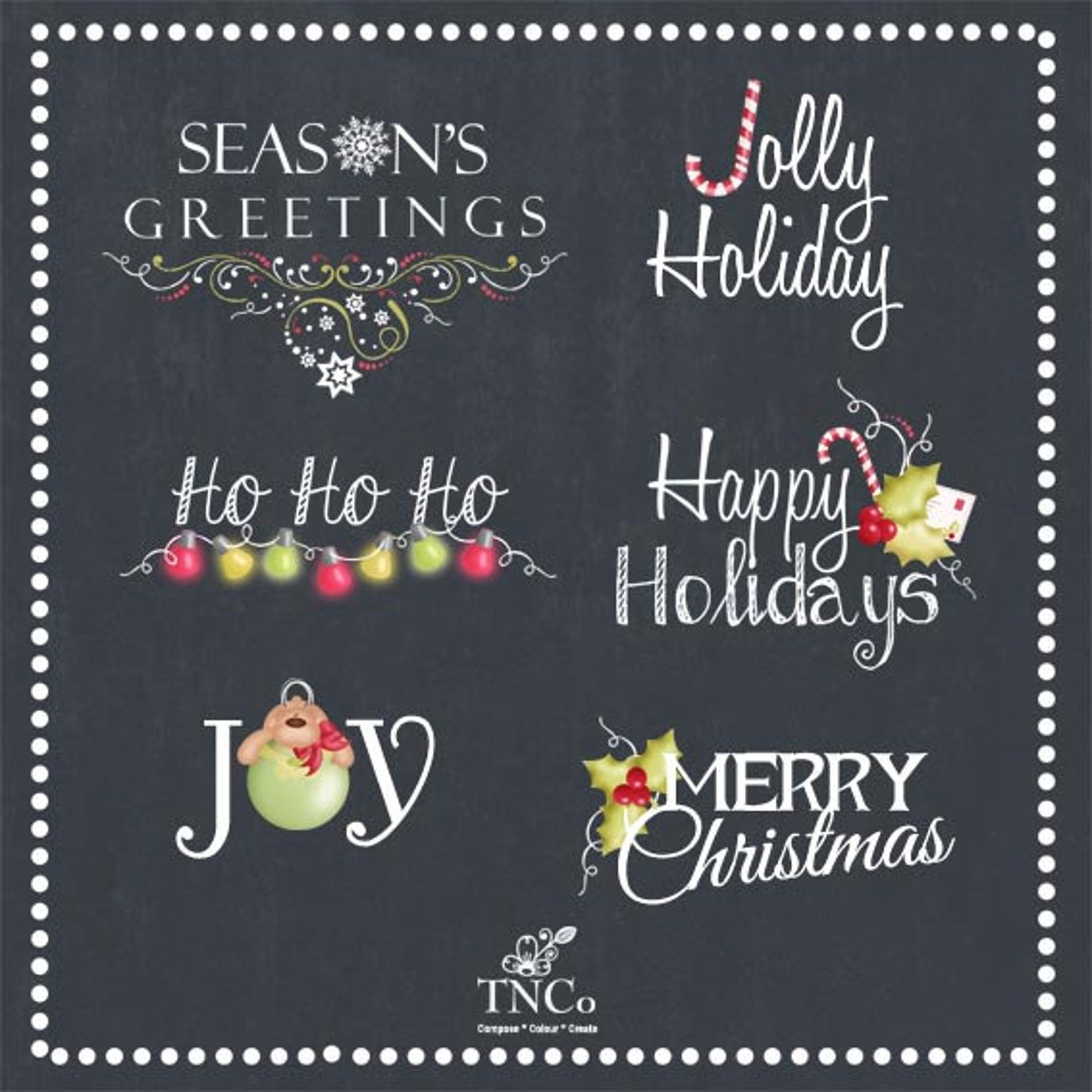 Christmas Digital Word Art Festive Instant Download Happy - Etsy