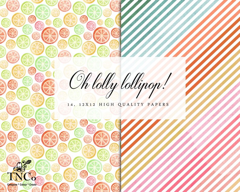 Lollipop Patterned Paper - Background Paper - Printable Art - Scrapbook ...