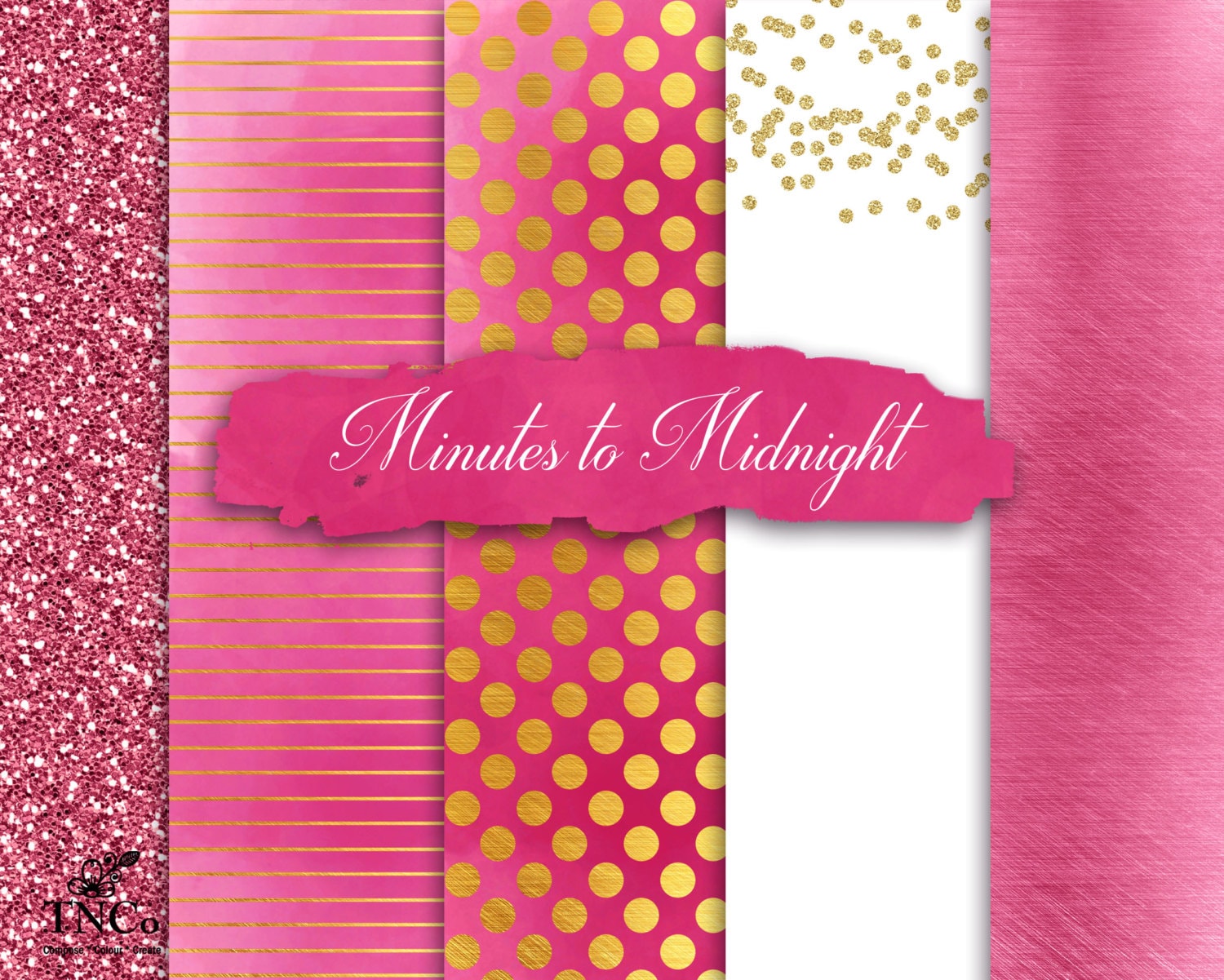 Pink Digital Paper Pink and Gold Scrapbook Paper Commercial - Etsy