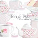 Teapot Clip Art Rose Tea Set Tea Cup Clipart Polka Dot - Etsy