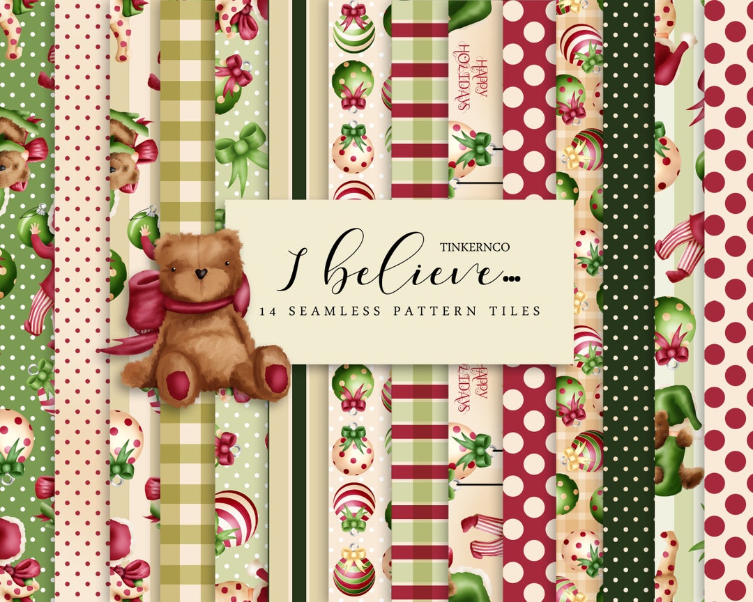 Christmas Pattern Paper Patterned Scrapbook Papers Digital Paper ...