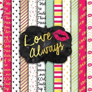 Love Print - Digital Paper - Digital Scrapbook Paper - Word Art Clipart ...