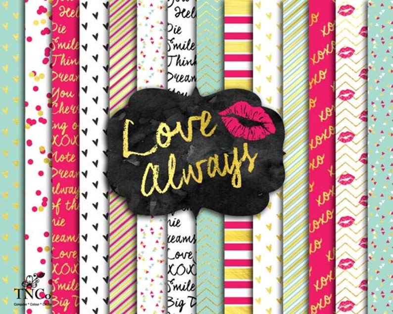 Love Print Digital Paper Digital Scrapbook Paper Word - Etsy