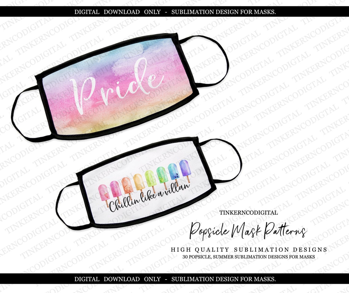 Kids and Adults Summer Sublimation Mask Designs - Popsicle Mask ...